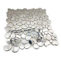 China Pebble Shaped Silver Mirror Metal Mosaic Tile 300x300mm 304 Stainless Steel for Wall Decoration for sale