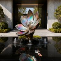 China Custom 316L Stainless Steel Sculpture Mirror Gold Titanium Finish Outdoor Park Art for sale