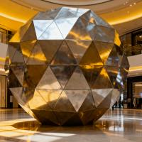 China 316L Mirror Stainless Steel Sculpture Gold Titanium Plating for Park Decoration for sale