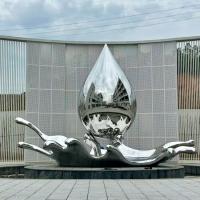 China 316L Stainless Steel Sculpture Powder Coated Gold Titanium Mirror Finish Outdoor Art for sale