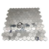 China Silver Hexagon Polished Stainless Steel Mosaic Tile 300x300mm Waterproof Oil-Proof for Bathroom Wall Decor for sale