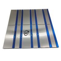 China 304 Stainless Steel Decorative Wall Panel 300x300mm Mirror Mosaic Tile with Blue Stripes for Kitchen Bathroom for sale