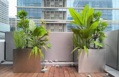 China Luxury Stainless Steel Rectangular Planter with LED Lighting Custom Sizes 304 Grade for sale
