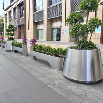 China Stainless Steel Rectangular Planter Luxury Metal Flower Container Contemporary for sale