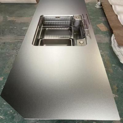 China OEM ODM Stainless Steel Kitchen Countertops Sandblasted Ice Crack Surface Anti Scratch Easy Clean Custom Sizes for sale