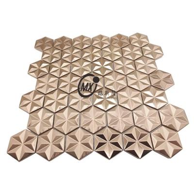 China Hexagon Shape Stainless Steel Mosaic Tiles Modern Geometric Pattern for sale