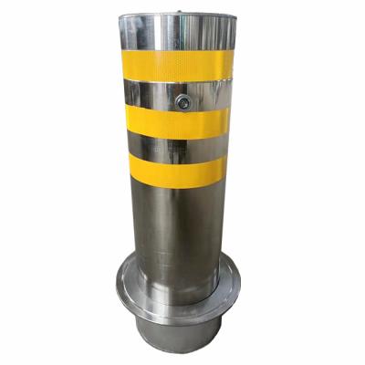 China Custom Stainless Steel Bollard SUS304 316L Electric Lift Security Bollard with Reflective Strips for sale