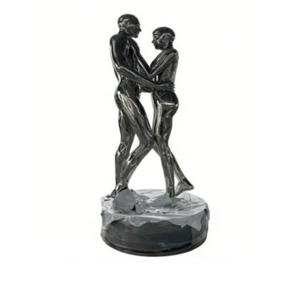 China Custom Stainless Steel Human Sculpture Mirror Finish SUS304 Outdoor Park Art Statue for sale