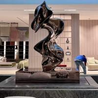 China 316L Mirror Stainless Steel Sculpture Gold Titanium Plating for Office Building Decoration for sale