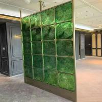 China Luxury Emerald Green Glass Stainless Steel Room Divider Decorative Screen For Villa Interior Project for sale