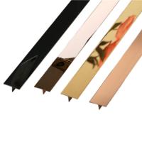 China PVD Colored Stainless Steel T Profile Trim Strip 0.5mm to 1.5mm Gold Rose Gold for sale