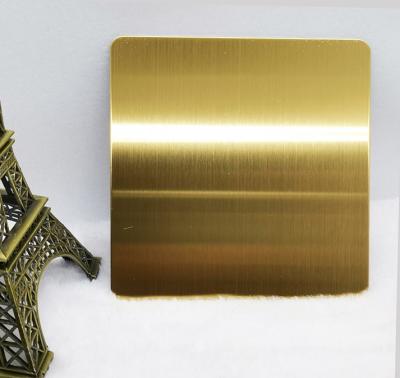 China Decorative Hairline Finish Gold Color Stainless Steel Sheet 3048mm DIN 304 with 10+ Year Color Guarantee for sale