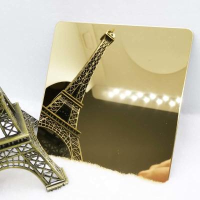 China 304 Mirror Finish Stainless Steel Sheet with Anti-Fingerprint Coating - 8K Brass Plated in 1000x2000mm to 1500x3000mm Sizes for sale