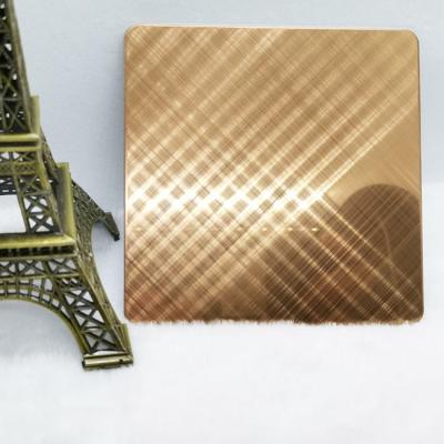 China 0.5mm Decorative Colored Stainless Steel Sheet 8K Copper Cross Hairline 304 1219x2438mm for sale