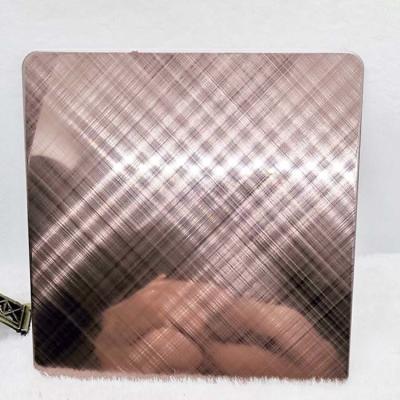 China PVD Brown Cross Hairline Stainless Steel Sheet 304 1219x2438mm for Luxury Decoration for sale