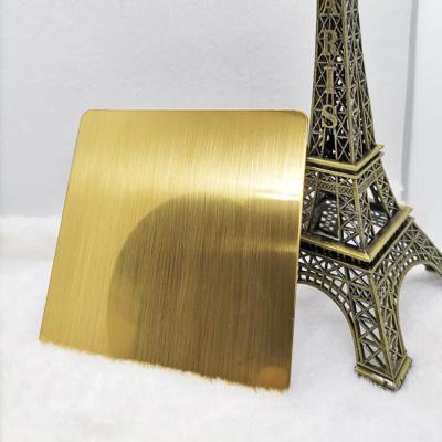 China Anti Fingerprint PVD Mirror Gold Stainless Steel Sheet 304 1219x2438mm Twill Brushed for sale