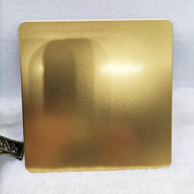 China 304 Gold Color PVD Coated Stainless Steel Sheet Beadblasted Finish 1219x2438mm for Elevator Decoration for sale
