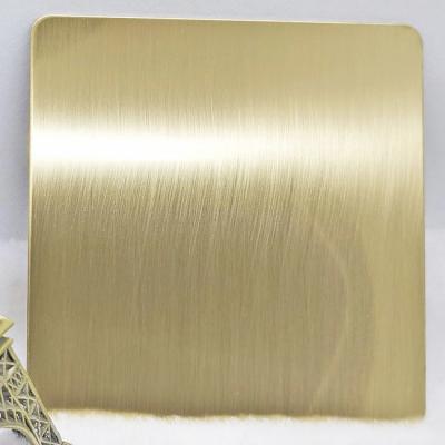 China Twill Brushed Zr-Brass Color Stainless Steel Sheet 304 PVD Titanium Plating 1219x2438mm for sale