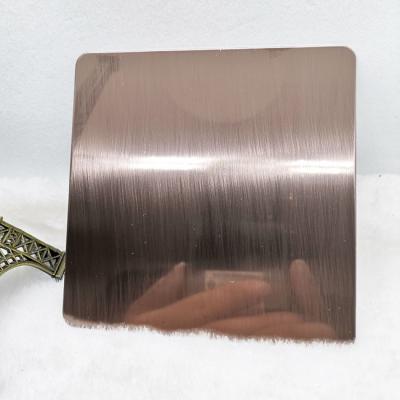 China Slanting Hairline Bronze Color Stainless Steel Sheet PVD Plating Titanium for sale