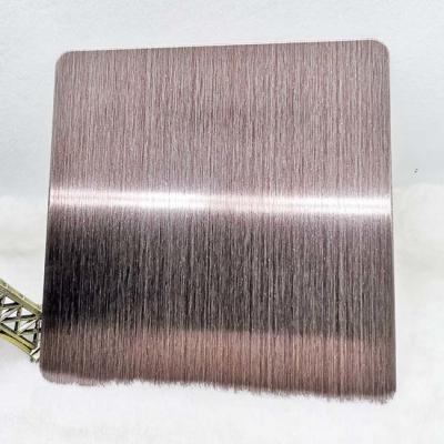 China Moire Brushed Hairline Stainless Steel Plate Rose Red Nano Anti Fingerprint 304 1219x2438mm for sale