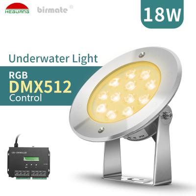 China SS316L 18W 1450ma Underwater LED Spotlights DMX512 Control IK10 for sale