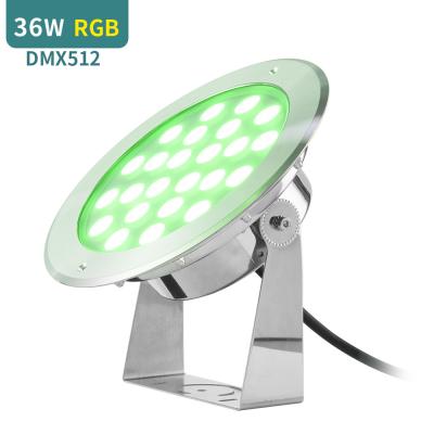 China DC24V 36W Garden Pond LED Lights SS316L DMX512 Control Swimming Pool Underwater Light for sale