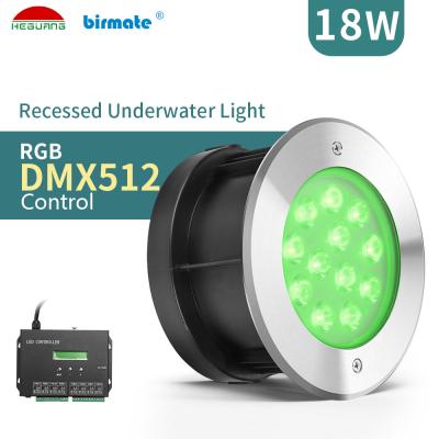 China FCC 600LM IP68 DMX512 Color Changing LED Spotlights 18W DC24V SS316L for sale