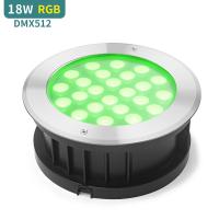 China 18W RGB DMX512 LED Ground Lights Waterproof IP68 900LM Inground Pool Lights for sale