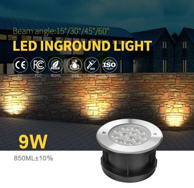 China 24V IP68 LED Underwater Lights SS316L 9W VDE Cable LED Ground Light for sale