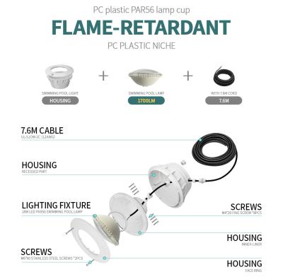 China Plastic PAR56 ABS 18W Waterproof UL Led Pool Lamps for sale
