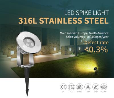 China SMD3535 3W Waterproof LED Lawn Light 130ma IK10 Led Spike Lamp for sale