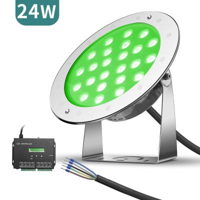 China SS316L Underwater Swimming Pool Lights 900LM 24W Color Changing DMX512 for sale