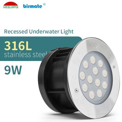 China DMX512 Control Underwater Led Lights Recessed 9 Watt VDE Cable SS316L for sale
