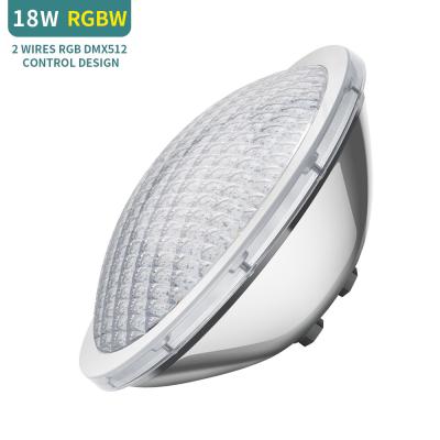 China RGBW DMX 25W Stainless Steel Pool Lights IP68 Par56 130LM for sale