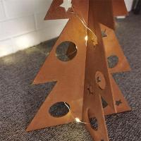 China Corten Steel Christmas Tree Garden Decoration 500mm Height Laser Cut for Xmas Holiday for sale