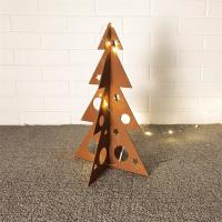 China Corten Steel Christmas Tree Garden Decoration 500mm Height Laser Cut for Xmas Holiday for sale
