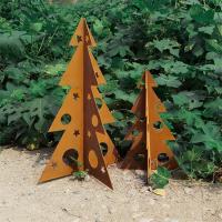 China Corten Steel Christmas Tree Garden Decoration 500mm Height Laser Cut for Xmas Holiday for sale