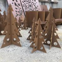 China Corten Steel Christmas Tree Garden Decoration 500mm Height Laser Cut for Xmas Holiday for sale