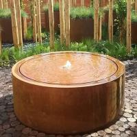 China Corten Steel Circular Water Table 100cm Decorative Outdoor Water Feature for sale