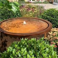 China Corten Steel Circular Water Table 100cm Decorative Outdoor Water Feature for sale