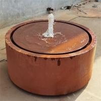China Corten Steel Circular Water Table 100cm Decorative Outdoor Water Feature for sale