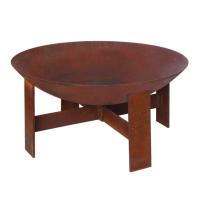 China 80cm Corten Steel Fire Pit Round Portable Wood Burning Rust Metal Brazier for sale