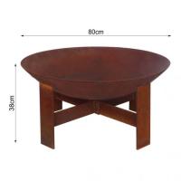China 80cm Corten Steel Fire Pit Round Portable Wood Burning Rust Metal Brazier for sale