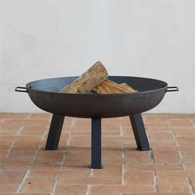 China Customized Carbon Steel Round Fire Pit Bowl 800mm Diameter Black High Temperature Paint for sale