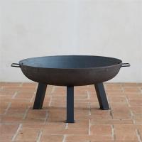 China Customized Carbon Steel Round Fire Pit Bowl 800mm Diameter Black High Temperature Paint for sale