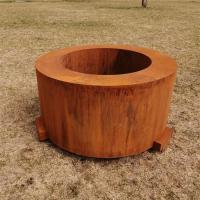 China Round Outdoor Corten Steel Wood Burning Fire Table Grill 90cm x 50cm for Camping Cooking BBQ for sale