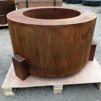 China Round Outdoor Corten Steel Wood Burning Fire Table Grill 90cm x 50cm for Camping Cooking BBQ for sale