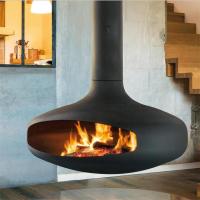 China Cold Rolled Steel Ceiling Suspended Fireplace Wood Burning 7kW 600mm Real Flame for sale