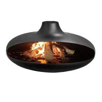 China Cold Rolled Steel Ceiling Suspended Fireplace Wood Burning 7kW 600mm Real Flame for sale