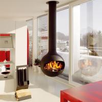 China Hanging Wood Burning Fireplace 7kW Steel Special-Shaped Suspended Stove for 60-80㎡ Heating for sale